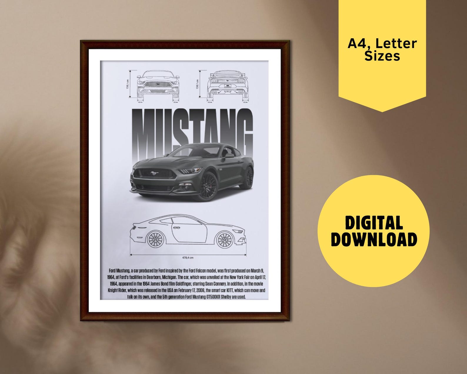 Ford Mustang Gt500 | Muscle Car | Ford | Car Poster | Car T-shirt ...