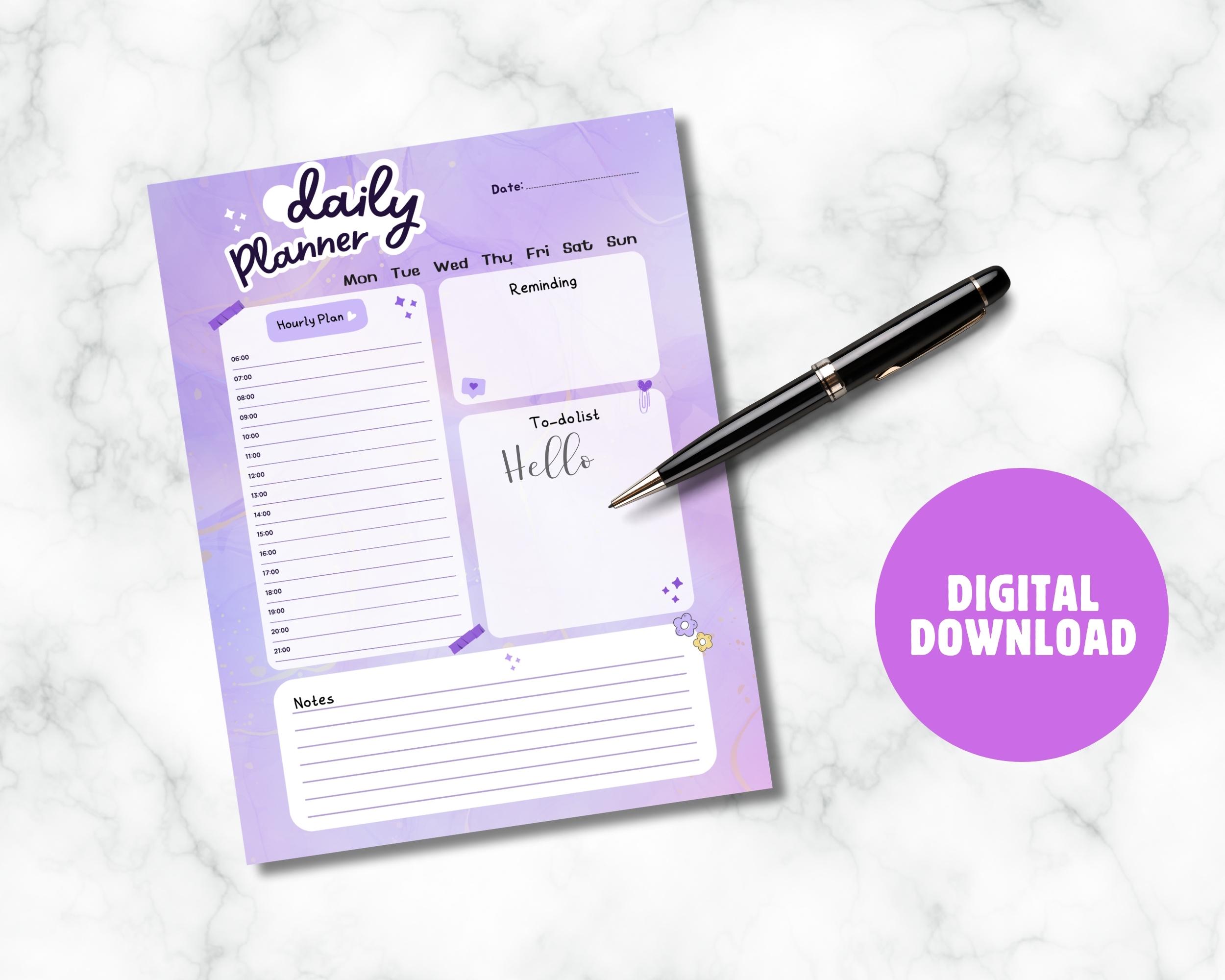 Purple Cute Planner Printable Journal for Kids Diary for Children Kids ...