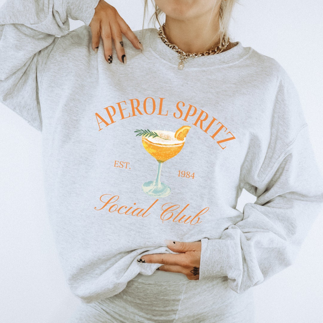 Aperol Spritz Social Club Sweatshirt, Aesthetic Cocktail Sweater ...