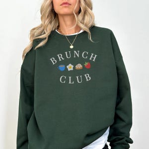 Brunch Club Embroidered Sweatshirt, Breakfast Club Sweater, Sunday ...