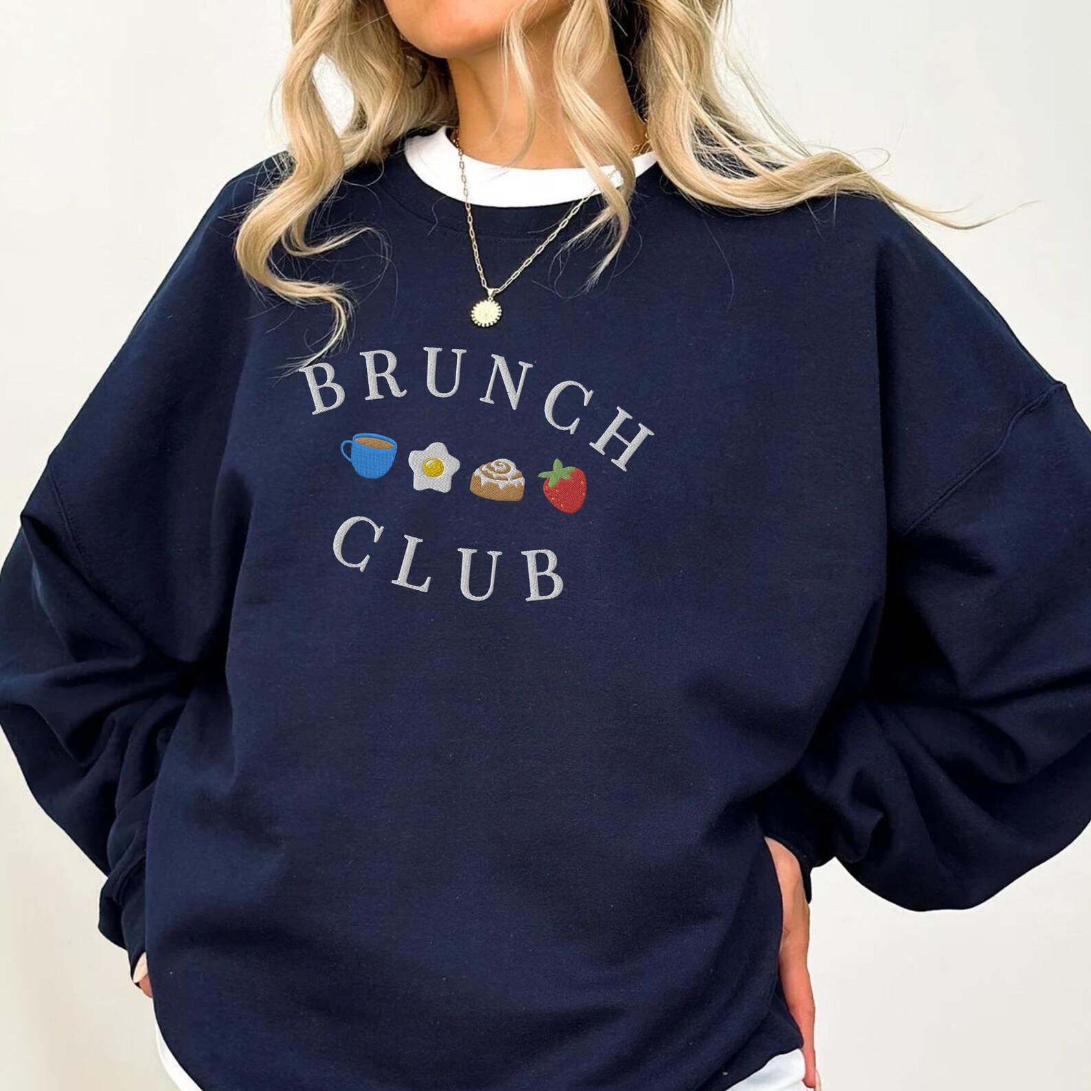 Brunch Club Embroidered Sweatshirt, Breakfast Club Sweater, Sunday ...