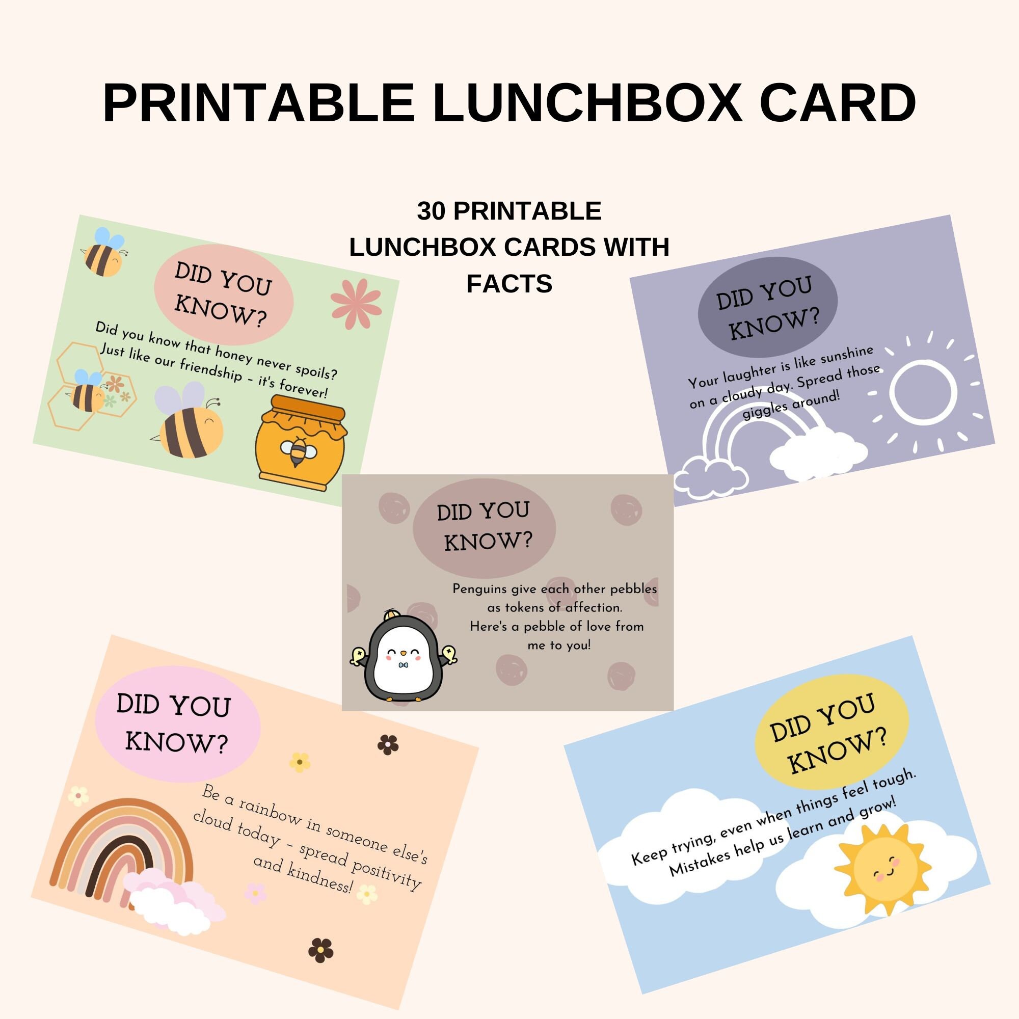 Printable Lunchbox Affirmation Cards - Etsy