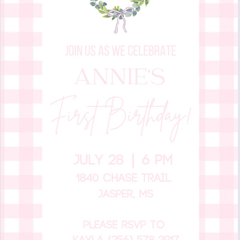 Gingham Invitation - Etsy