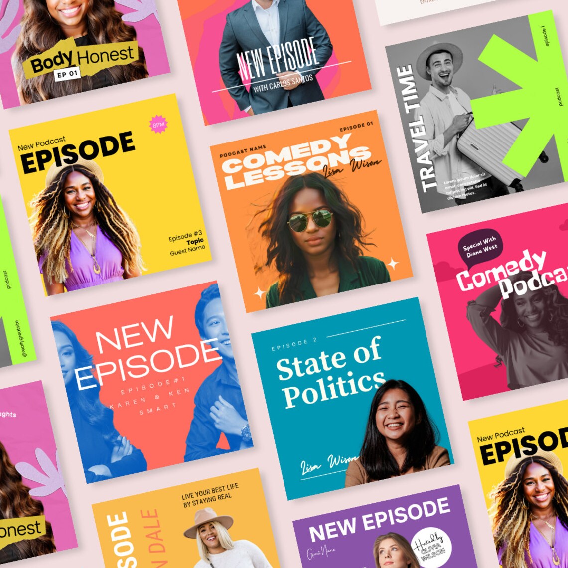 Customizable Podcast Announcement Graphics - 12 Canva Templates for New ...