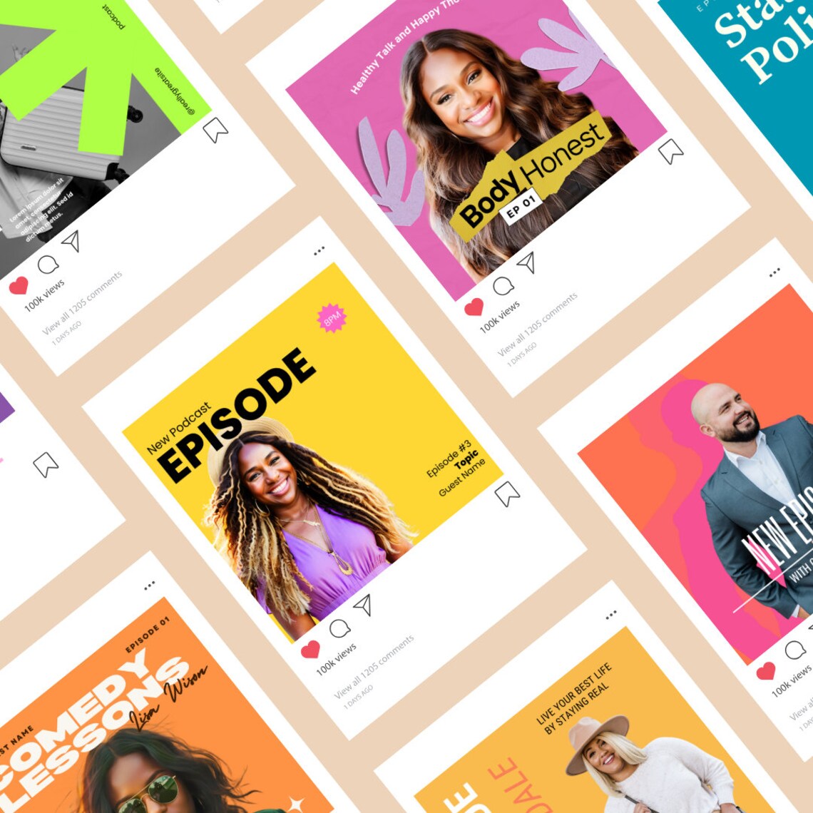 Customizable Podcast Announcement Graphics - 12 Canva Templates for New ...