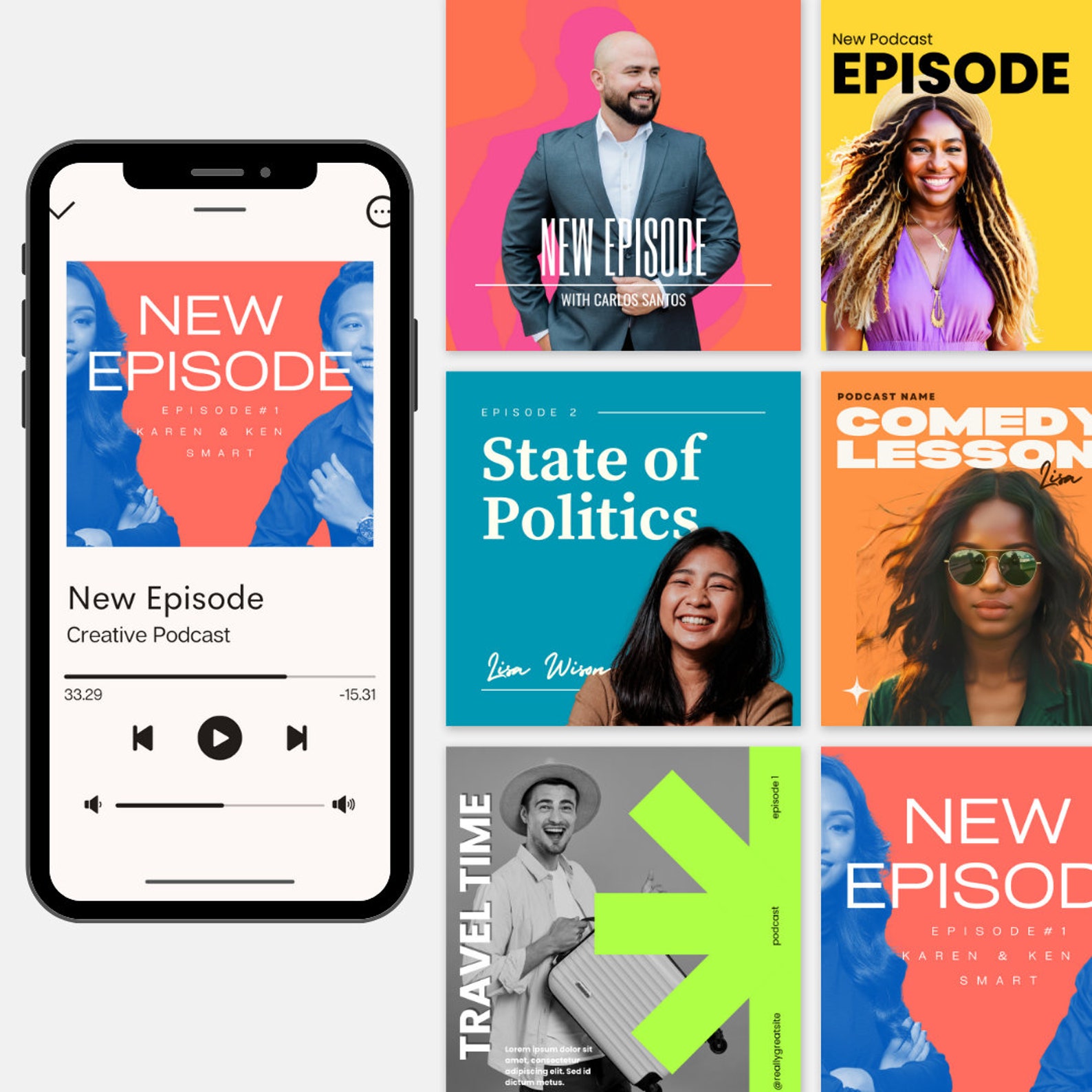 Customizable Podcast Announcement Graphics - 12 Canva Templates for New ...
