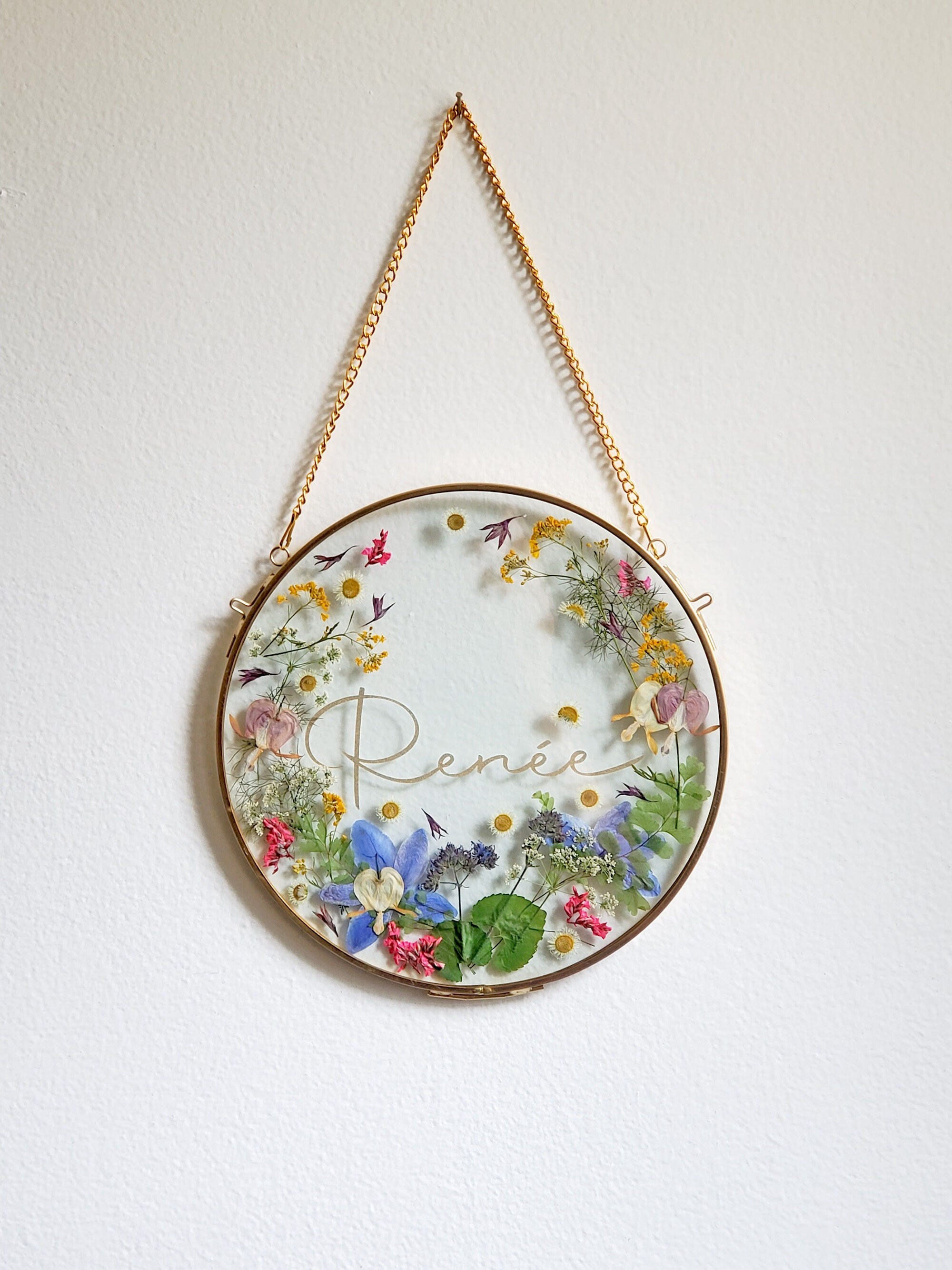 Custom Frame Name Sign, Real Pressed Everlasting Flowers, Personalized ...