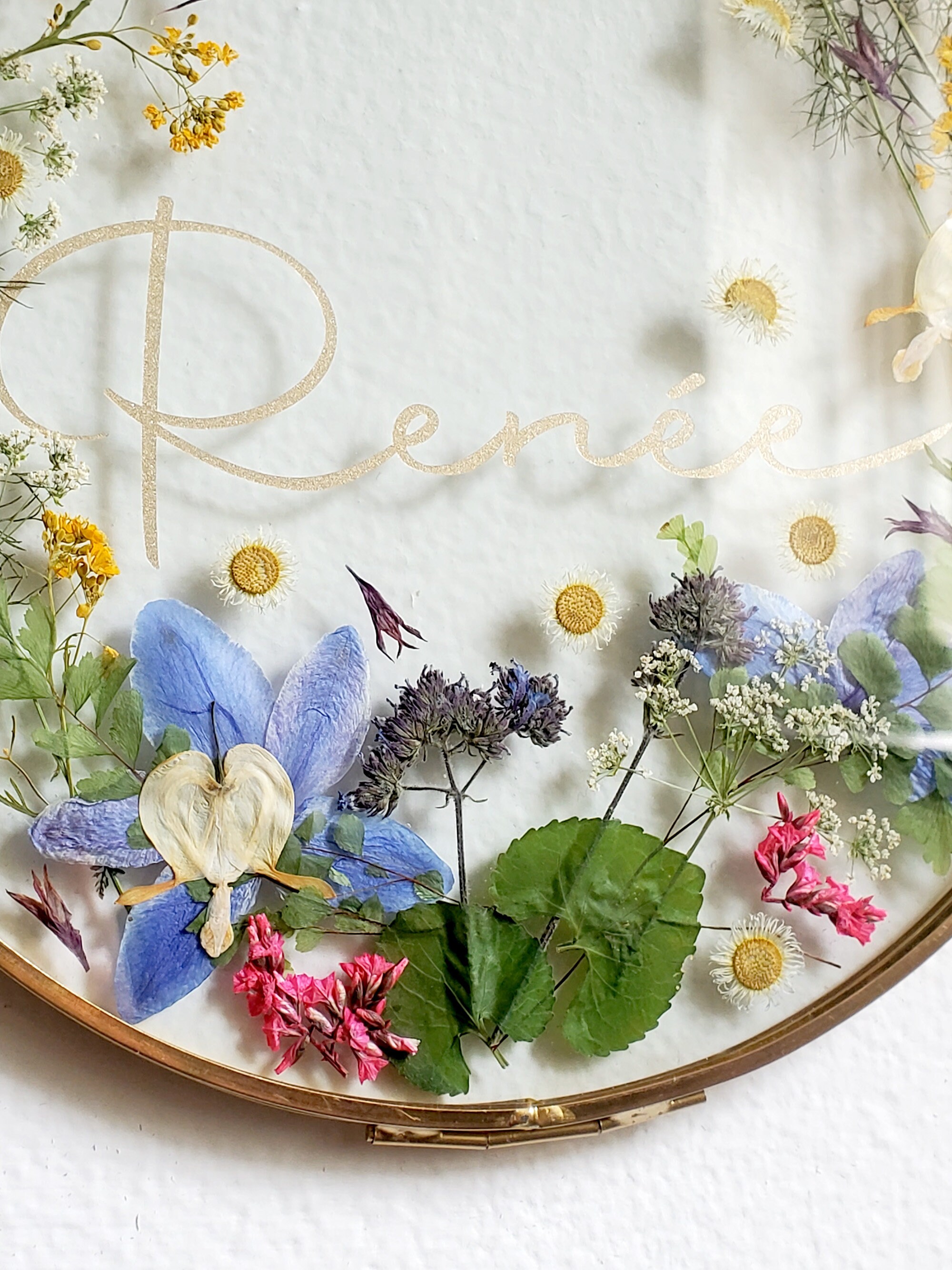 Custom Frame Name Sign, Real Pressed Everlasting Flowers, Personalized ...