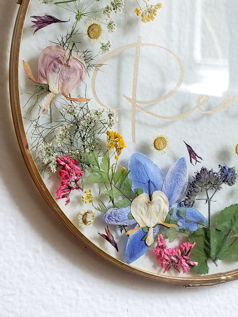 Custom Frame Name Sign, Real Pressed Everlasting Flowers, Personalized ...