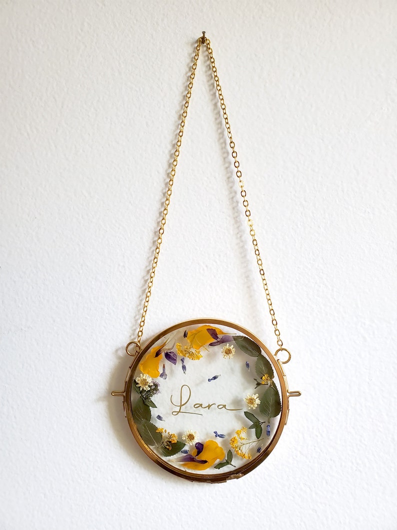 Custom Frame Name Sign, Real Pressed Everlasting Flowers, Personalized ...