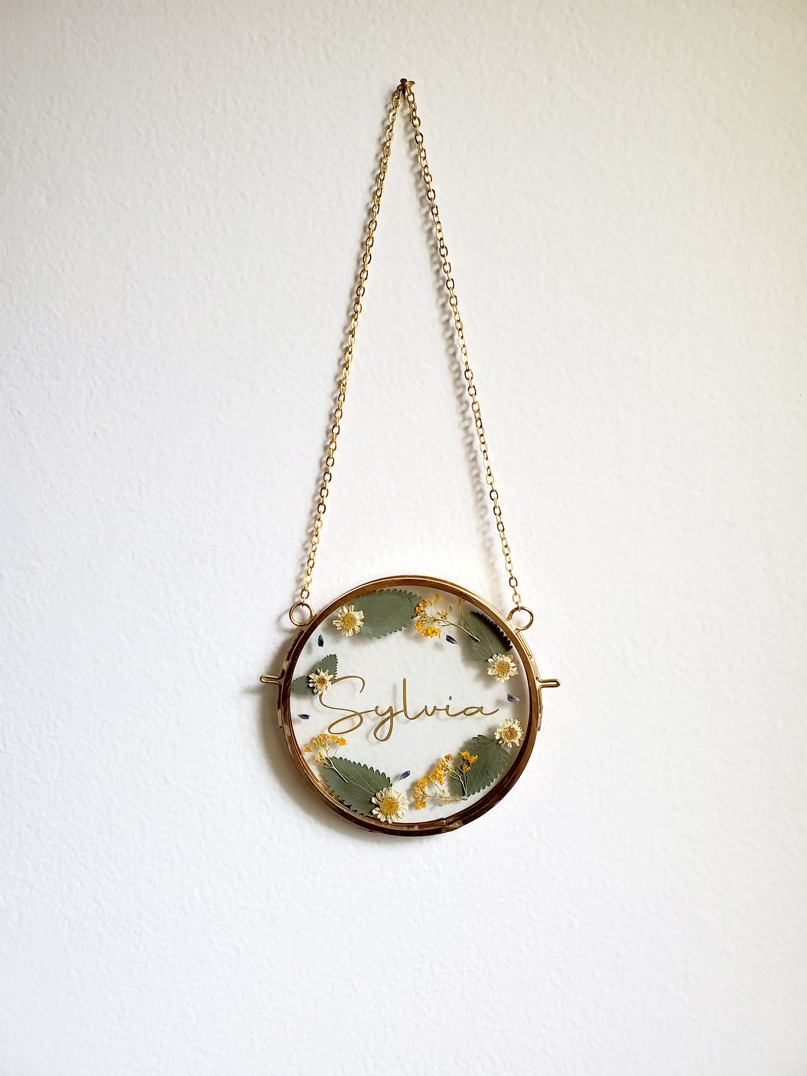 Custom Frame Name Sign, Real Pressed Everlasting Flowers, Personalized ...