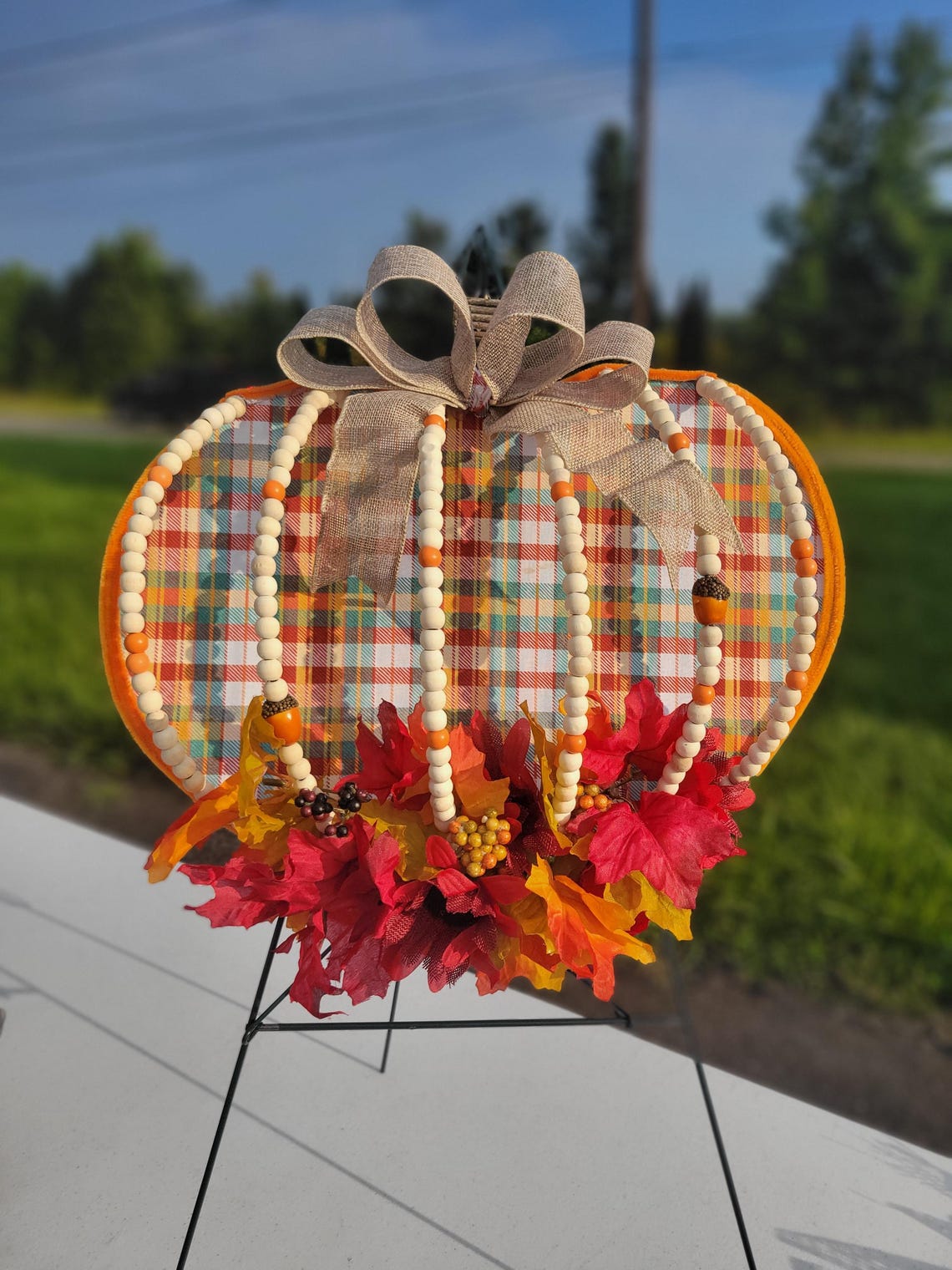 Fall Bead Wreath on Pumpkin Frame - Etsy