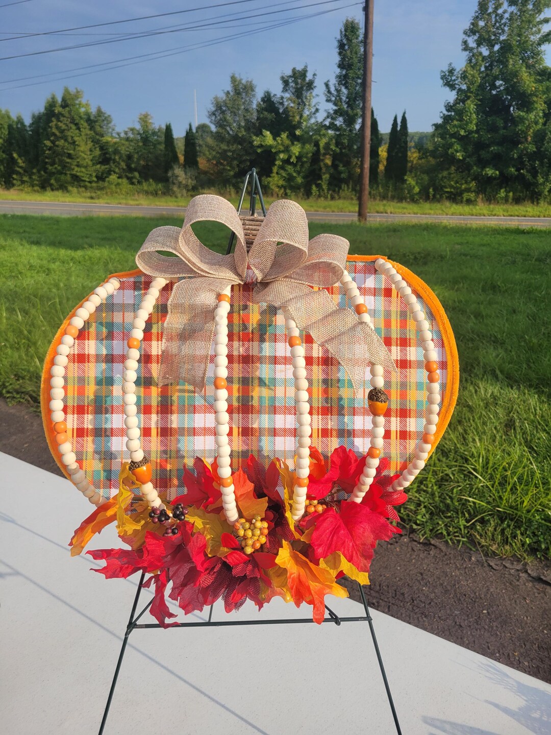 Fall Bead Wreath on Pumpkin Frame - Etsy