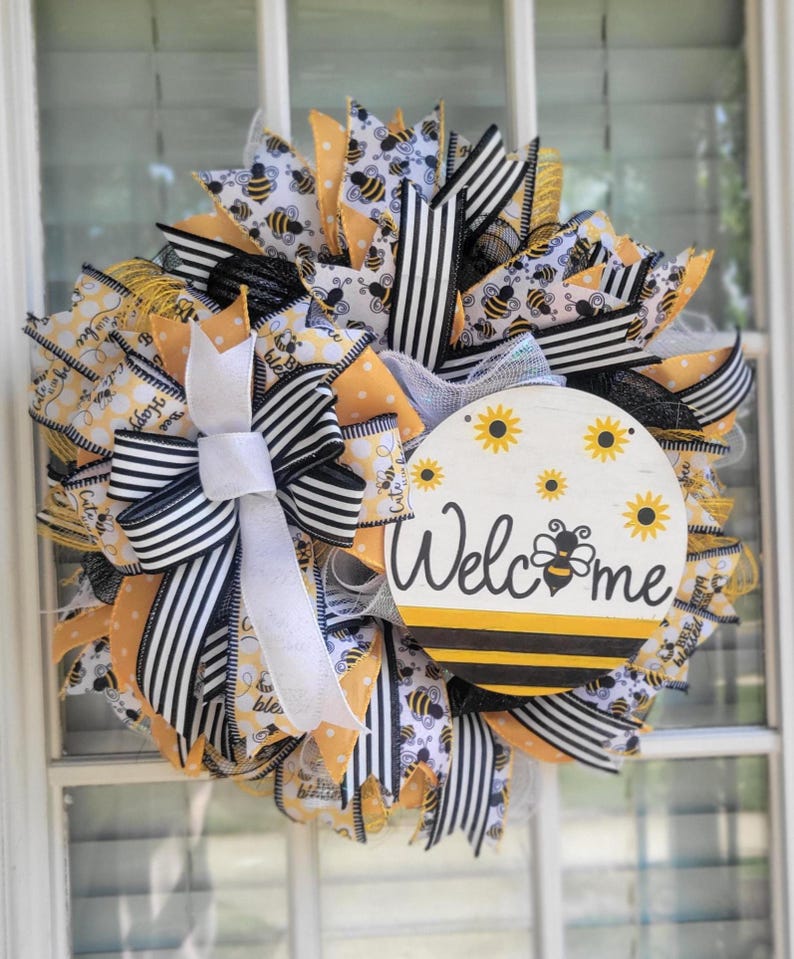 Summer Wreath, Bee Themed Wreath, - Etsy