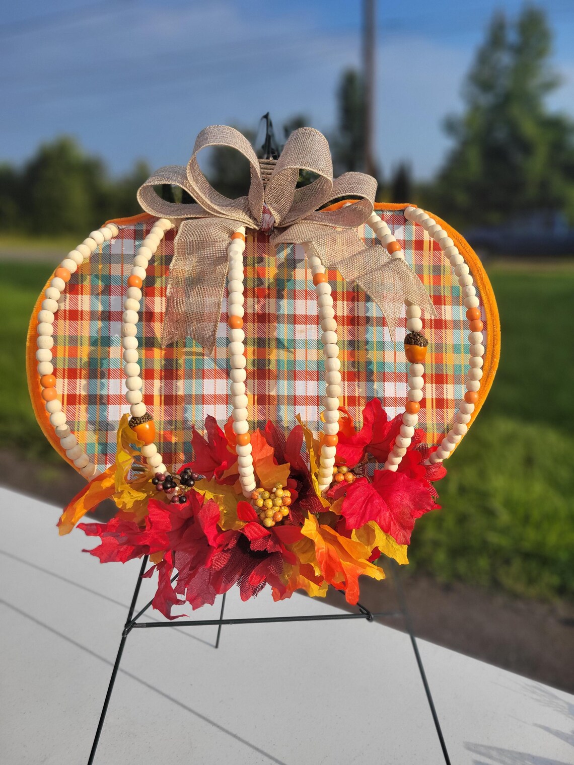 Fall Bead Wreath on Pumpkin Frame - Etsy