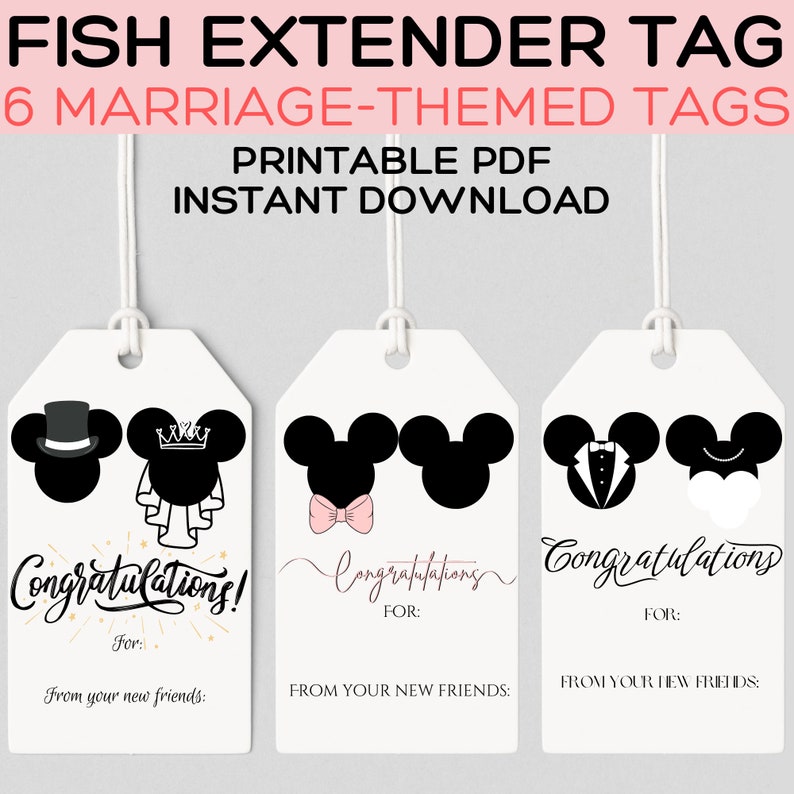 Fish Extender Tags Printable Magic Mouse Congratulations, Wedding ...