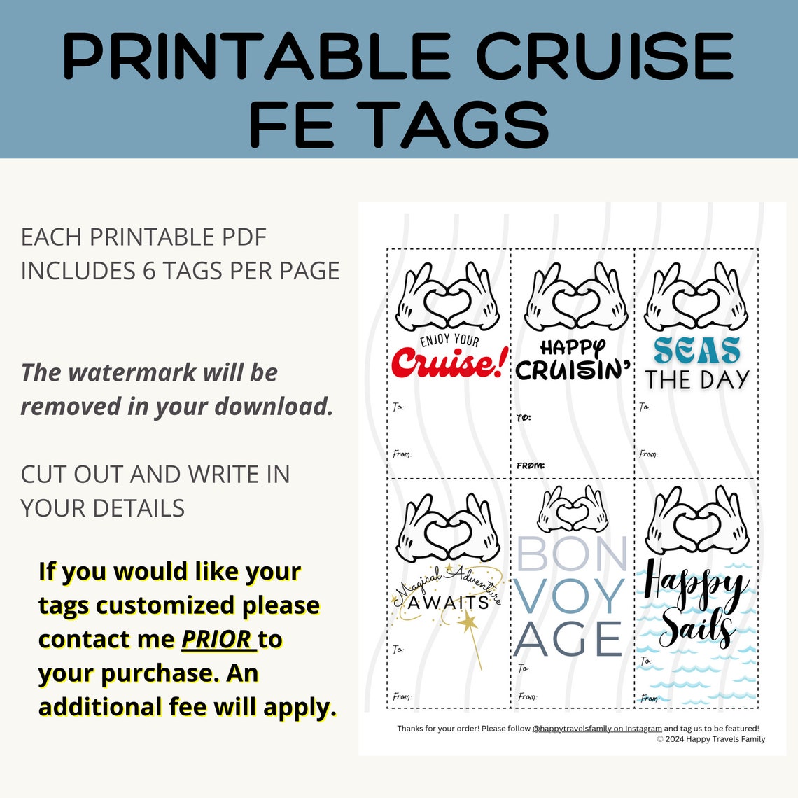 Printable Gift Tags DCL Cruise Fish Extender Tags, Pixie Dust Tags ...