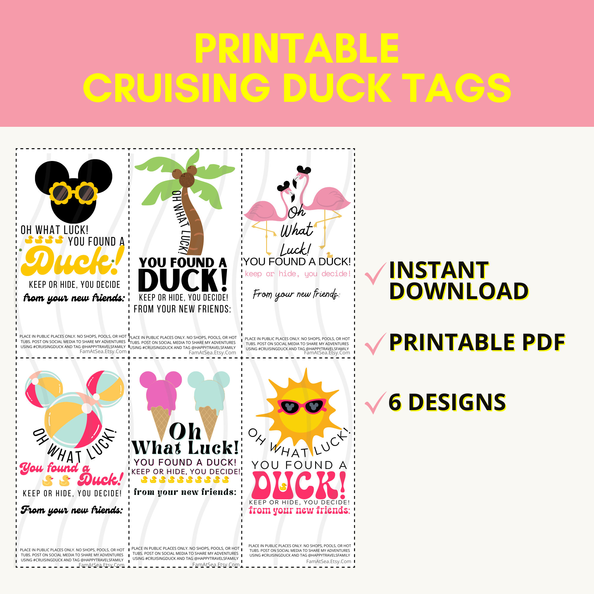 Join the Cruising Duck Fun! Cruise Duck Tag Printable (instant Download ...