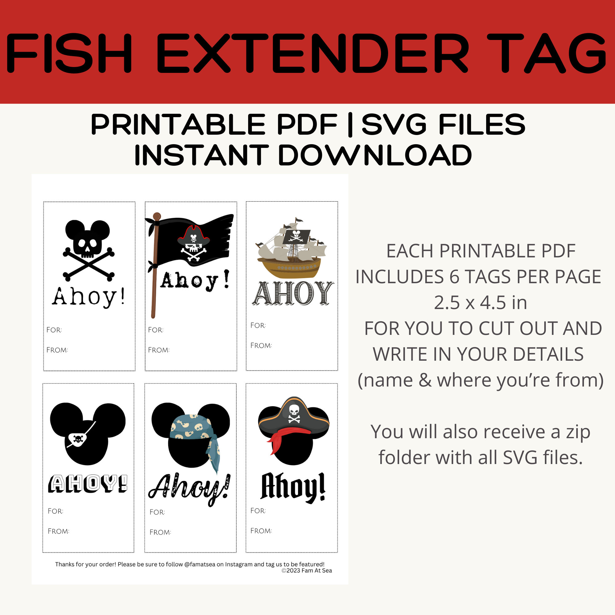 Fish Extender Tags Printable Pirate Night Gift Tags, Pixie Dust Gift ...