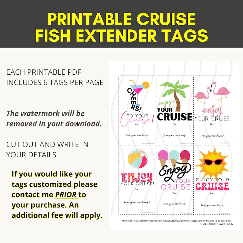 Fish Extender Fun Printable FE Tags for Your Cruise Gift Exchange ...