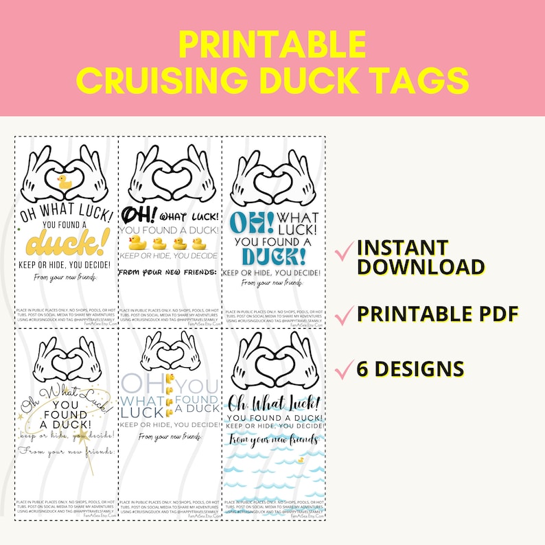 Cruising Duck Printable Tag | Spread Joy on Your Cruise! | Instant ...