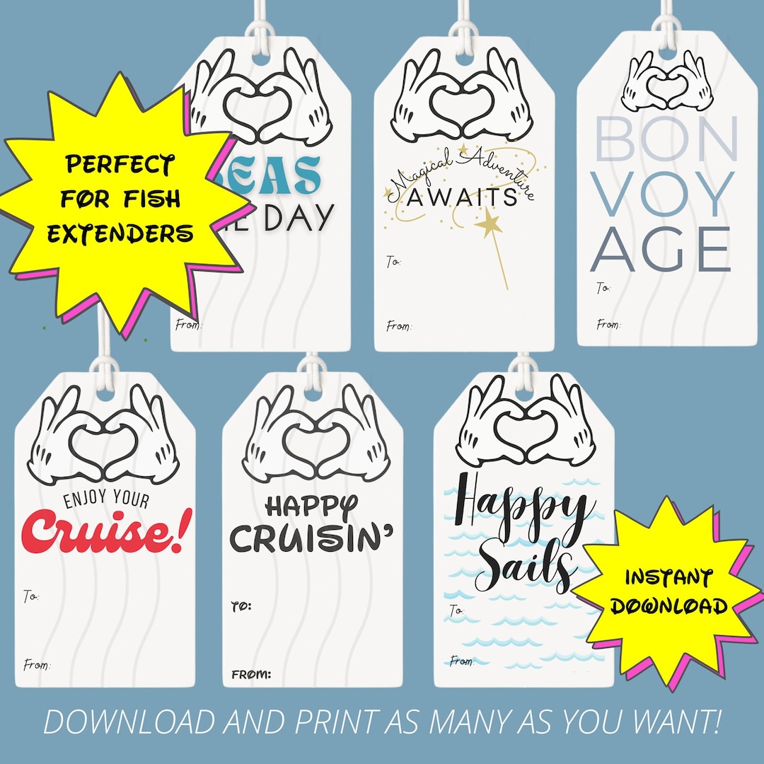 Printable Gift Tags - DCL Cruise Fish Extender Tags, Pixie Dust Tags ...