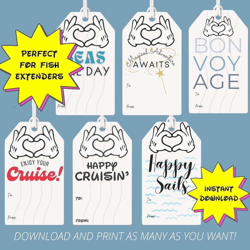 Printable Gift Tags DCL Cruise Fish Extender Tags, Pixie Dust Tags ...