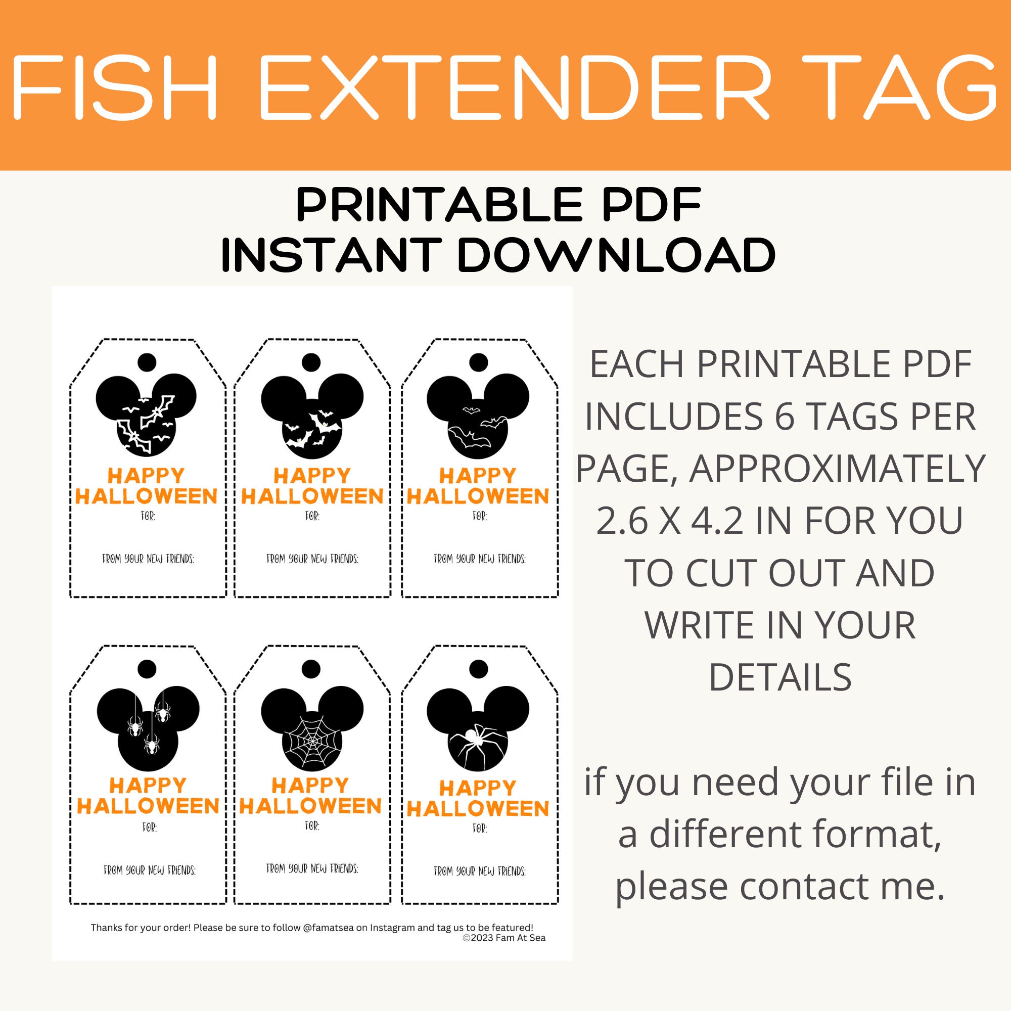 Fish Extender Tags Printable Halloween on the High Seas Pixie - Etsy