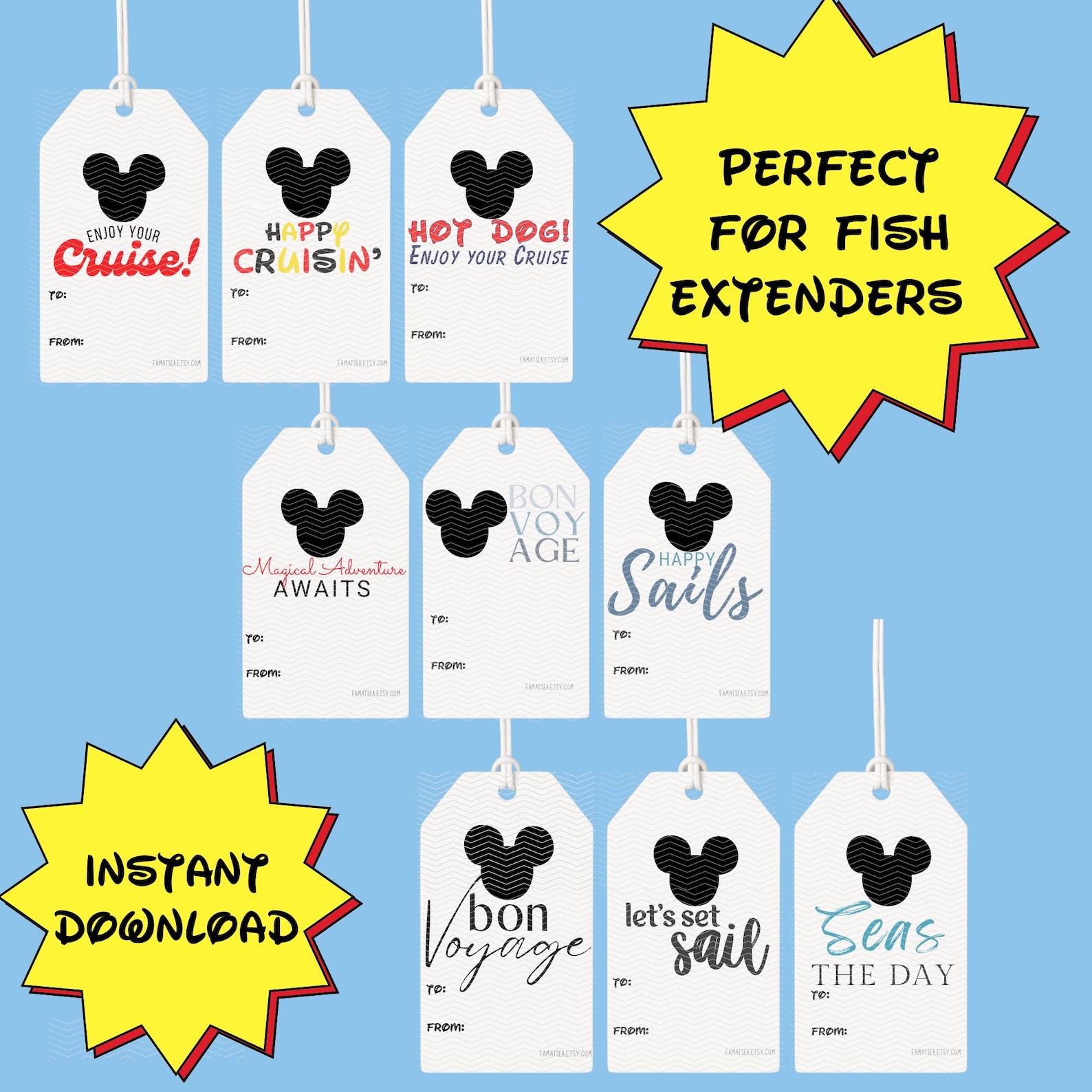 Printable Gift Tags - DCL Cruise Fish Extender Tags, Pixie Dust Tags ...