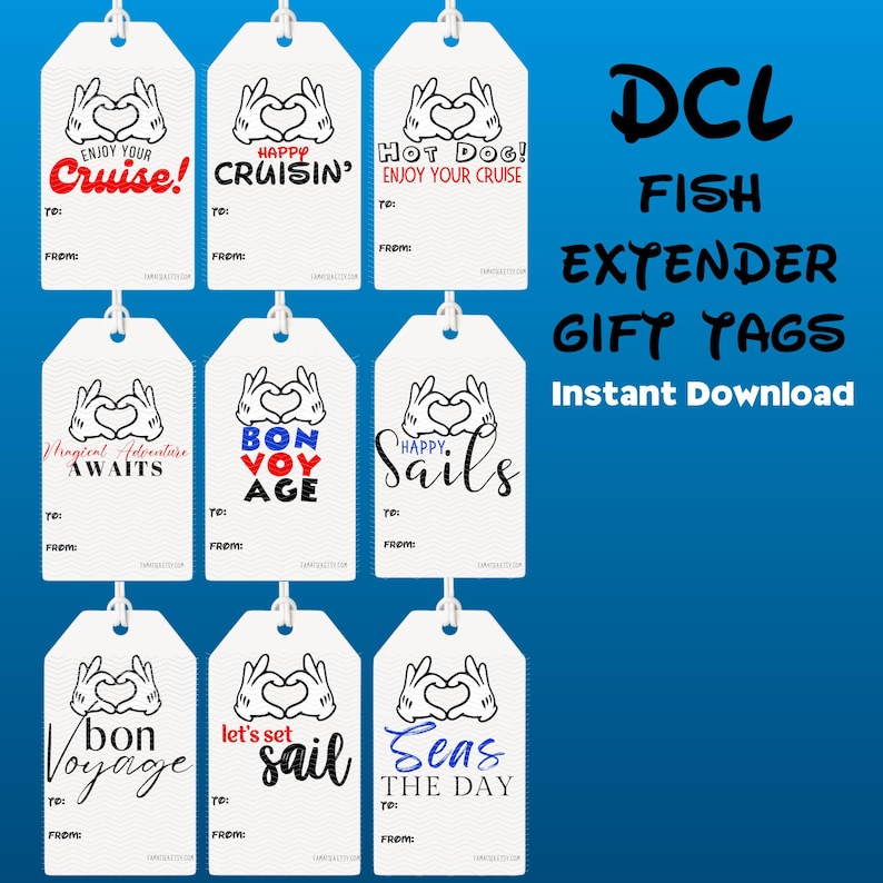 Printable Gift Tags - DCL Cruise Fish Extender Tags, Pixie Dust Tags ...