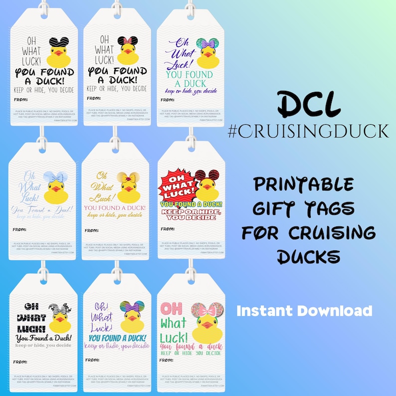 Printable Cruising Duck Tags - DCL Cruise #cruisingducks Gift Tags Oh ...