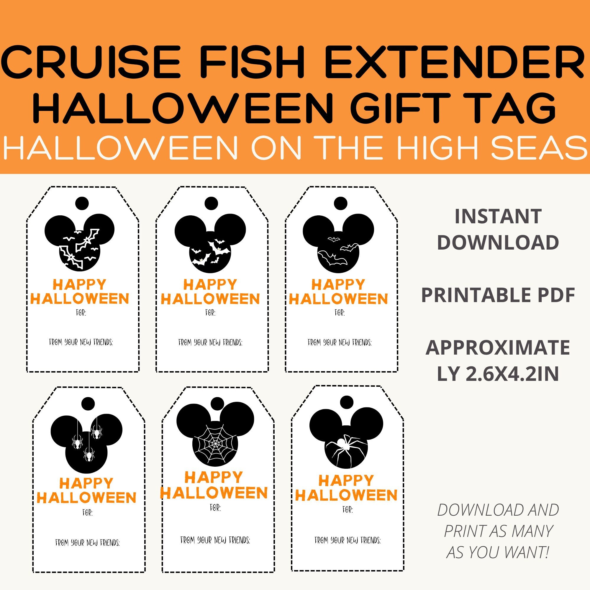 Fish Extender Tags Printable Halloween on the High Seas Pixie - Etsy