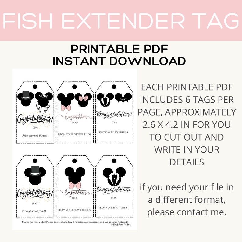 Fish Extender Tags Printable Magic Mouse Congratulations, Wedding ...