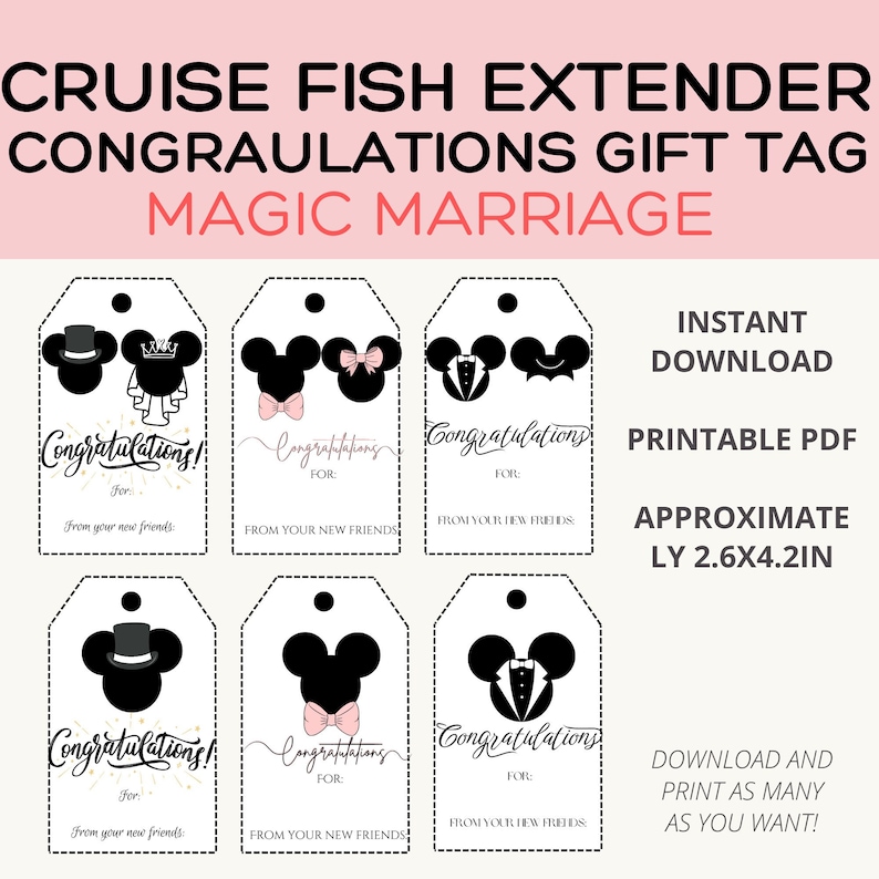 Fish Extender Tags Printable Magic Mouse Congratulations, Wedding ...