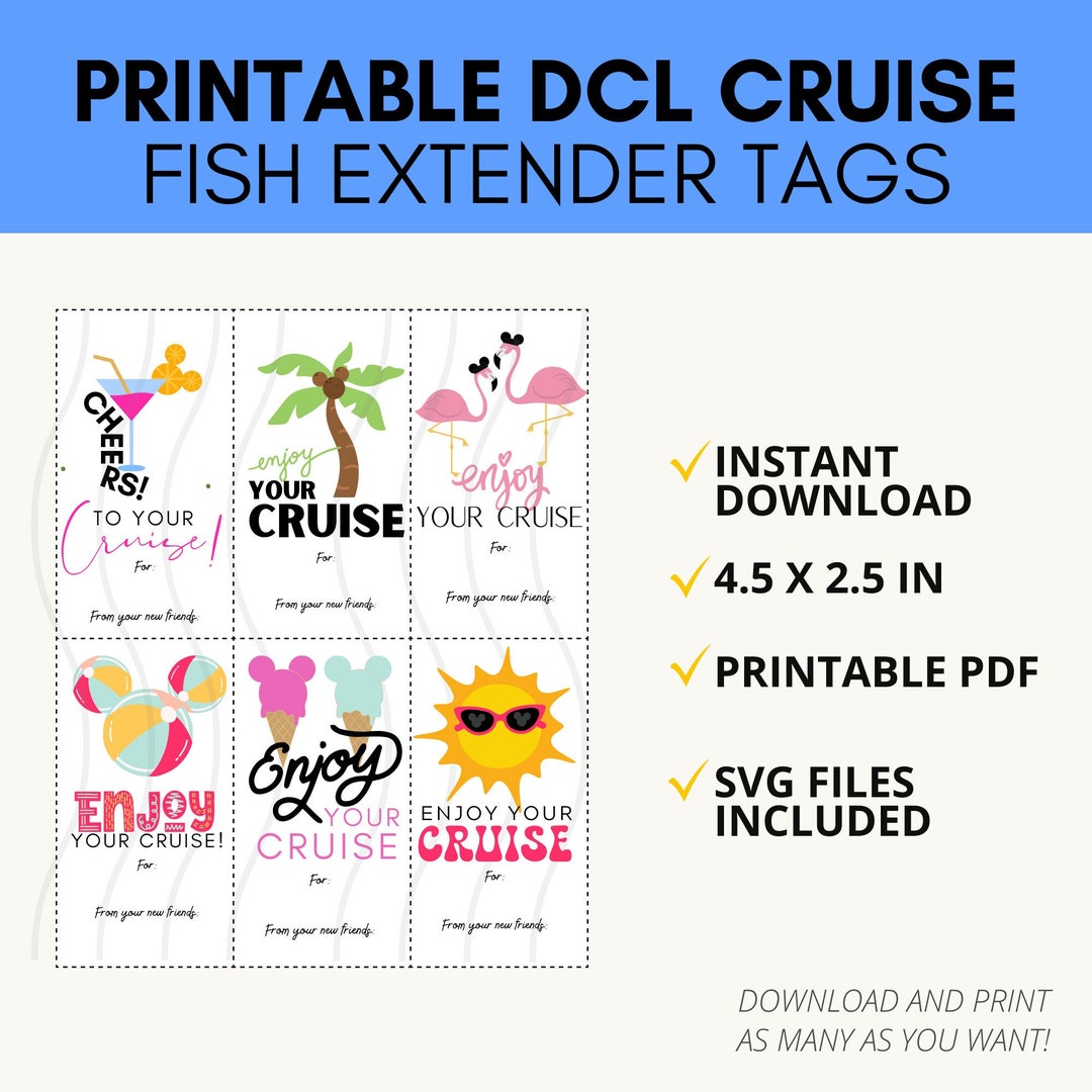 Printable Gift Tags - DCL Cruise Fish Extender Tags, Pixie Dust Tags ...
