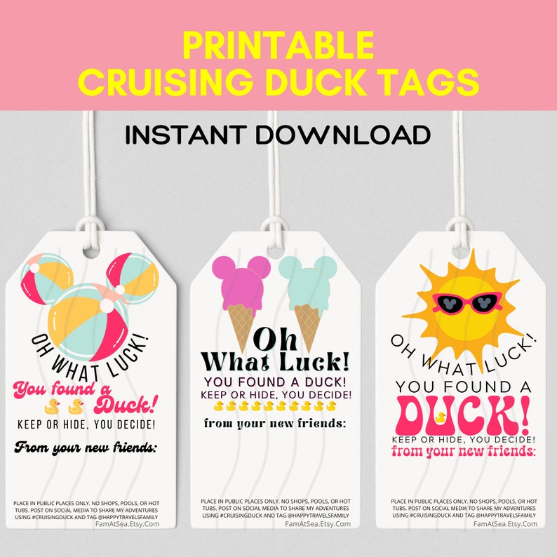 Join the Cruising Duck Fun! Cruise Duck Tag Printable (instant Download ...