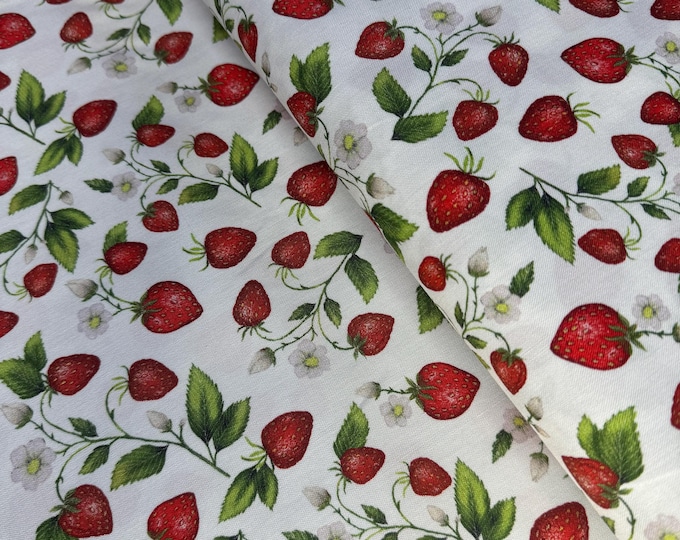 Just Berries Strawberry Fabric 100% Cotton - Etsy