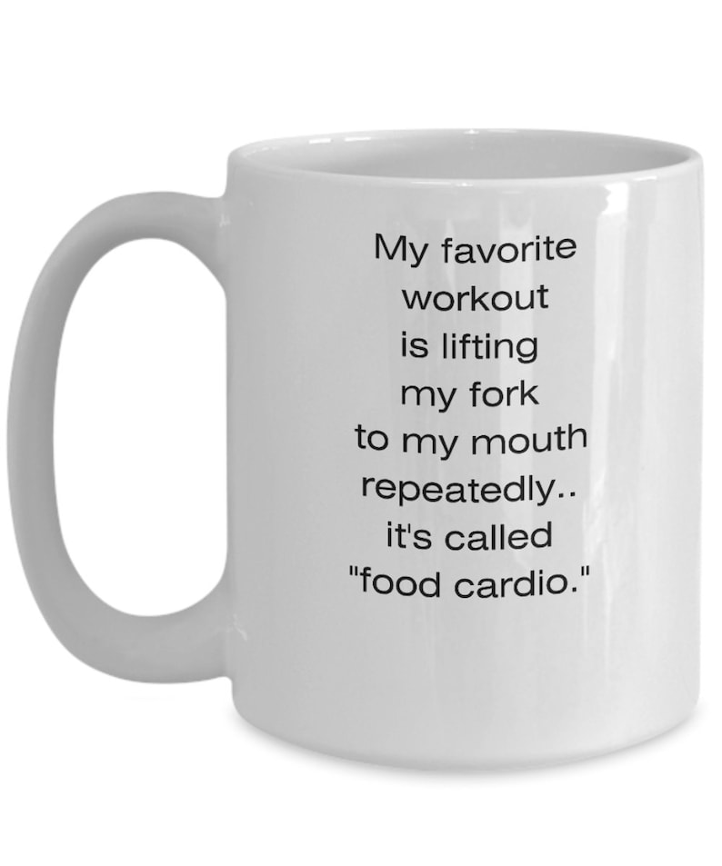 Food Cardio Mug, Workout Mug, Funny Gym Mug, Gift for Foodie, Fitness ...