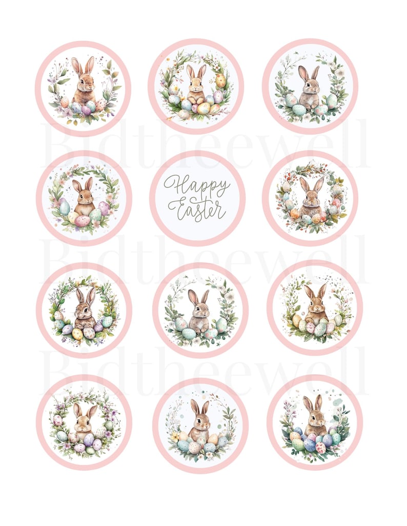 Easter Bunny Cupcake Toppers: Printable Holiday Party Decorations ...