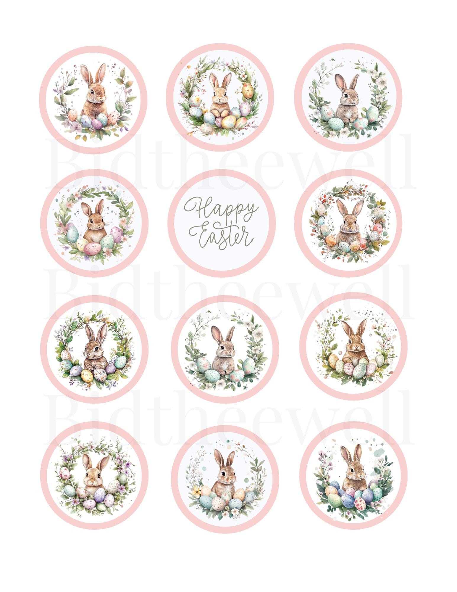 Easter Bunny Cupcake Toppers: Printable Holiday Party Decorations ...