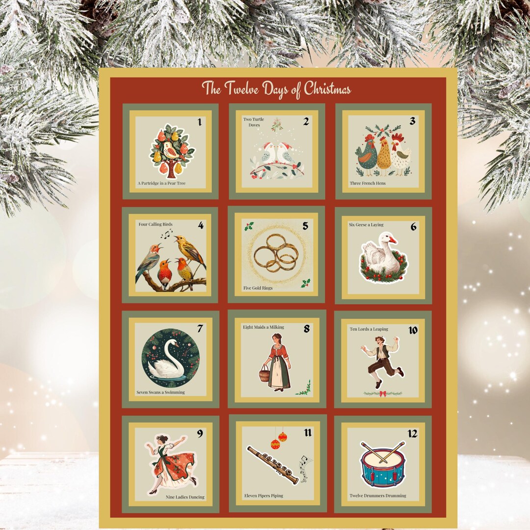 12 Days of Christmas Print: Vintage Holiday Wall Decor (digital ...