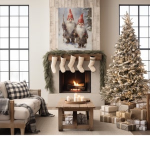 Gnomes at Christmas Digital Print Printable Christmas Wall Decor Gnome ...