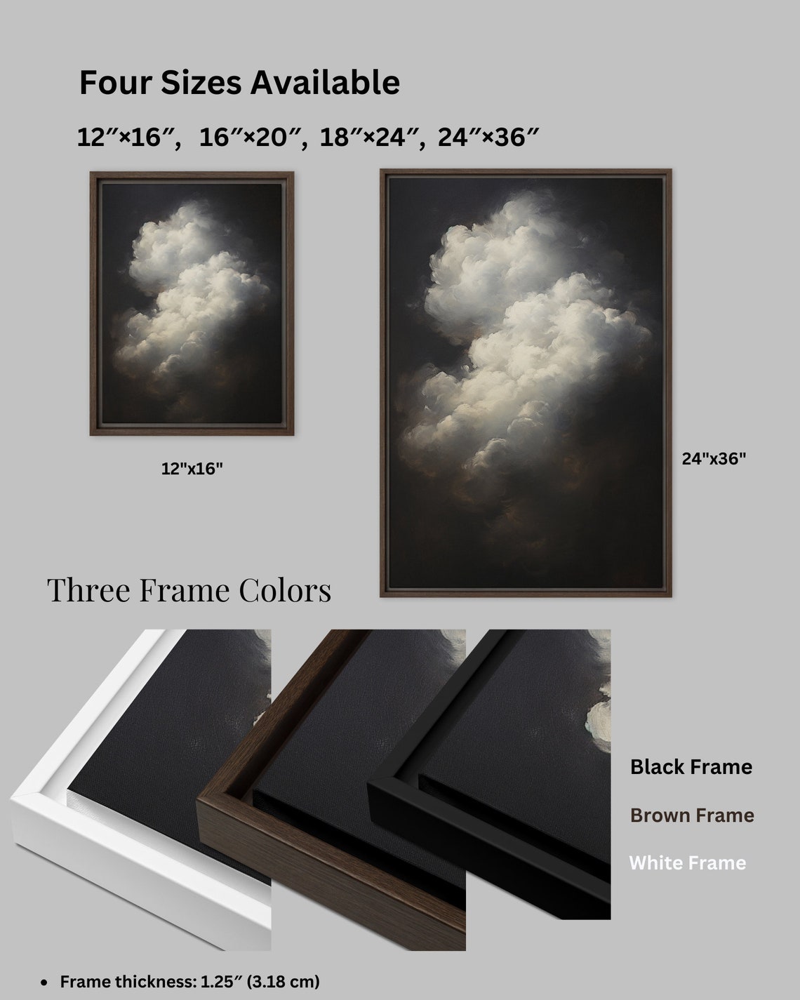 Bidtheewell Lonely Cloud 2 Framed Print on Canvas Moody Cloud Framed ...