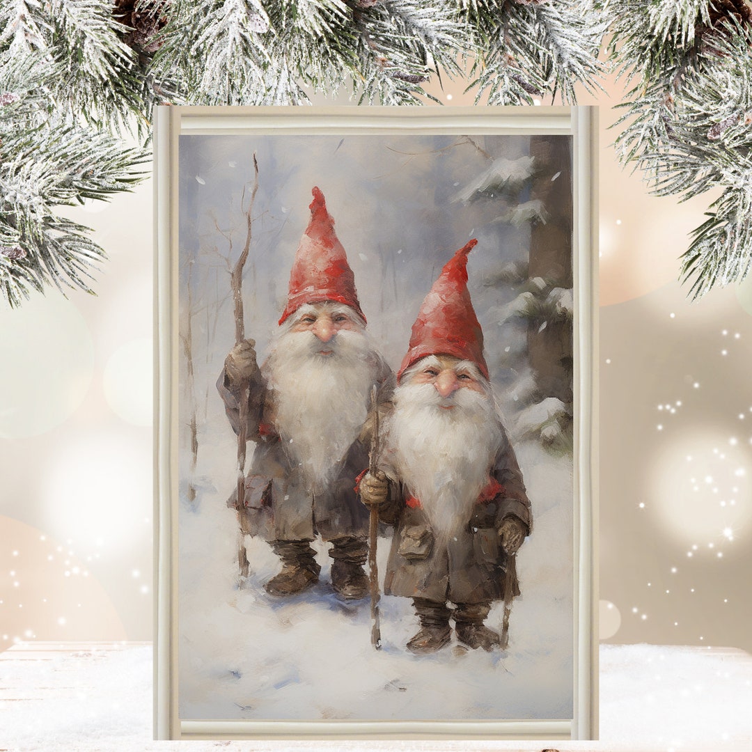 Gnomes at Christmas Digital Print Printable Christmas Wall Decor Gnome ...