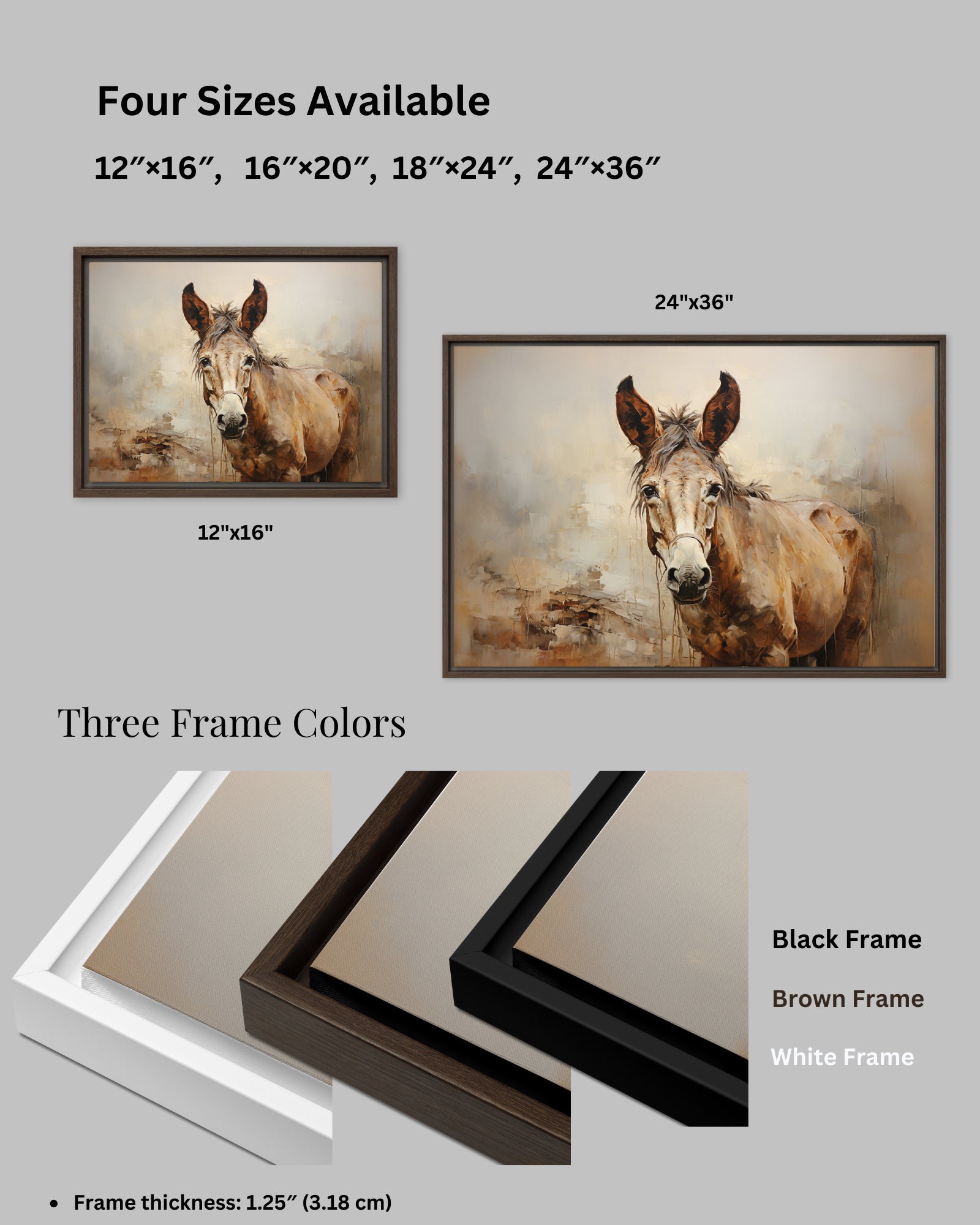 Bidtheewell Mule Framed Wall Art Print Mule Framed Large Gallery Art ...