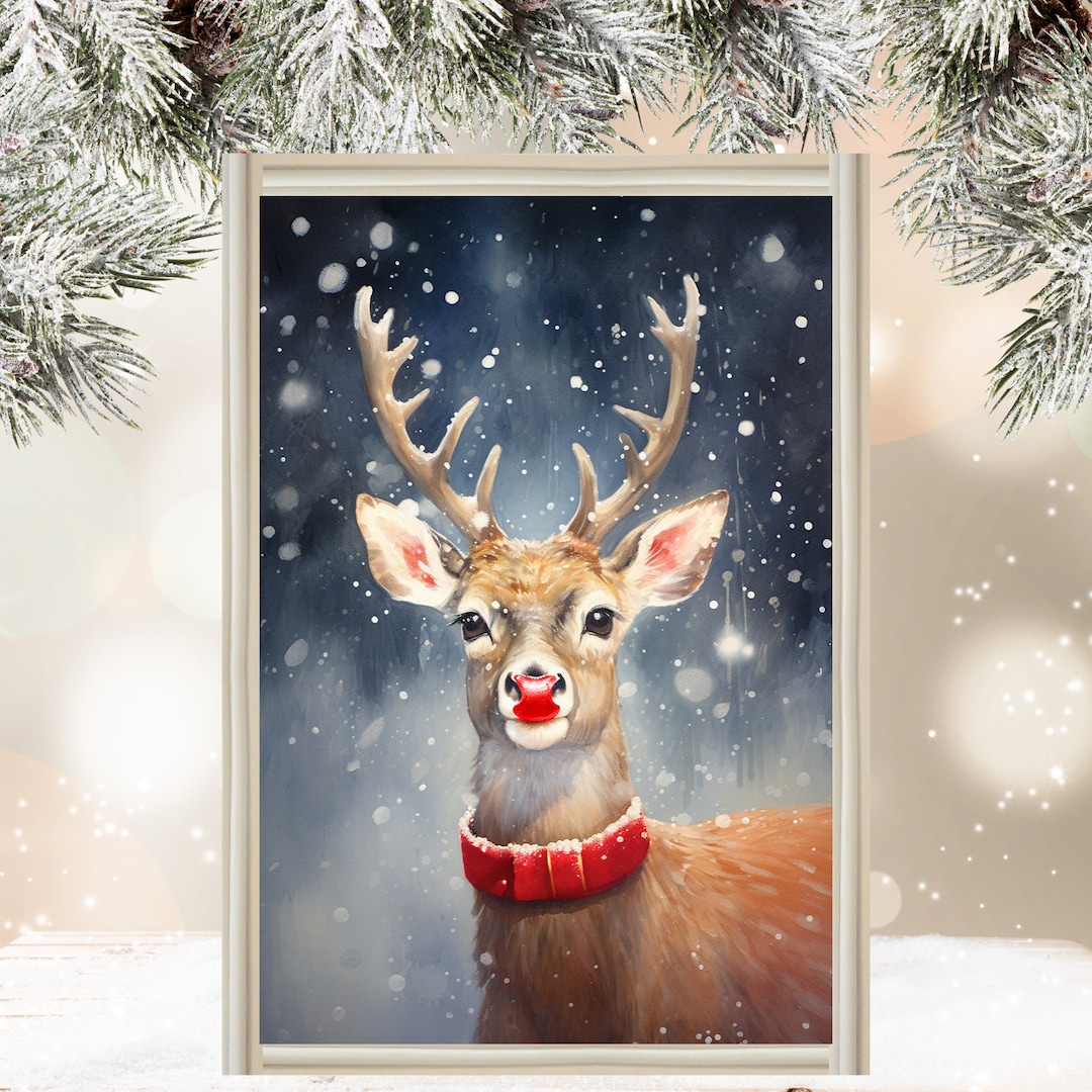 Bidtheewell Rudolph Digital Print Christmas Wall Decor Printable Wall ...
