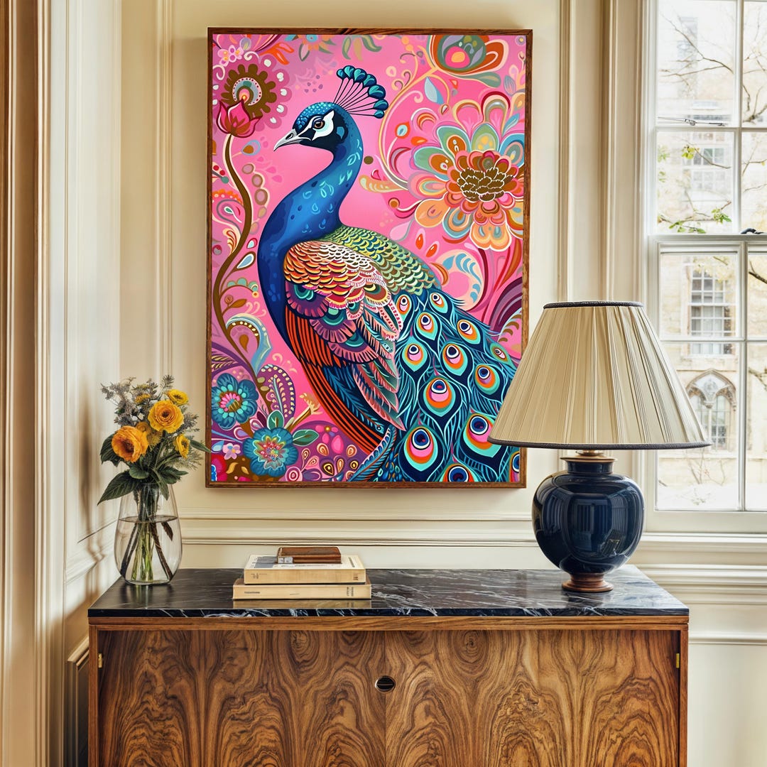 Bidtheewell Colette Peacock Digital Print Wall Decor Printable ...