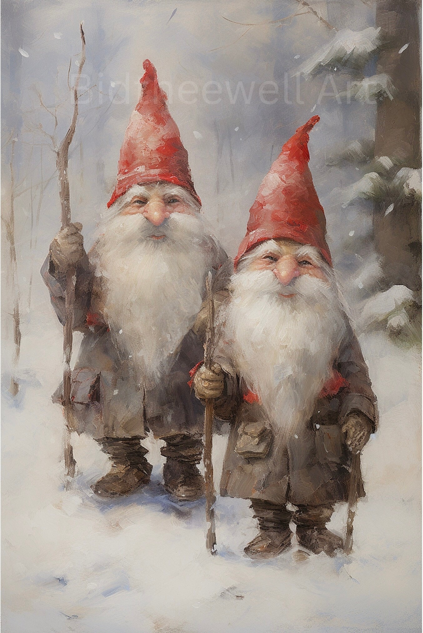 Gnomes at Christmas Digital Print Printable Christmas Wall Decor Gnome ...