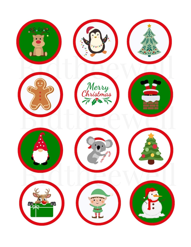 Christmas Cupcake Toppers Print Yourself Instant Download Christmas ...