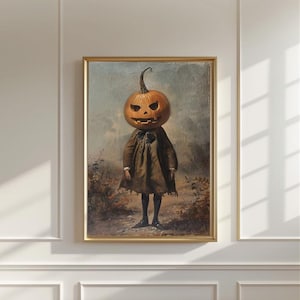 THE ORIGINAL Girl With Pumpkin Head Bidtheewell Digital Print Halloween ...